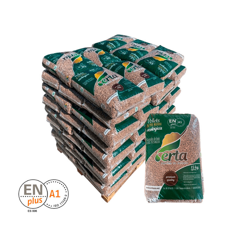 PELLET MADERA ERTA 100% NATURAL EN-PLUS A1 (PALET 77 SACOS DE 15KG) 4 ...