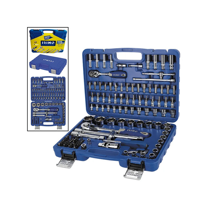MALETIN HERRAMIENTAS SURTIDO IRIMO 115 PIEZAS 1/4"-1/2" 130-115-4