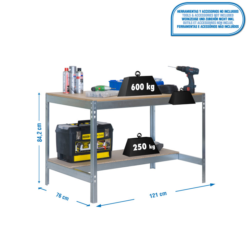 BANCO TRABAJO SIMON RACK SIMONWORK BT0 1200x750 GALVANIZADO/MADERA