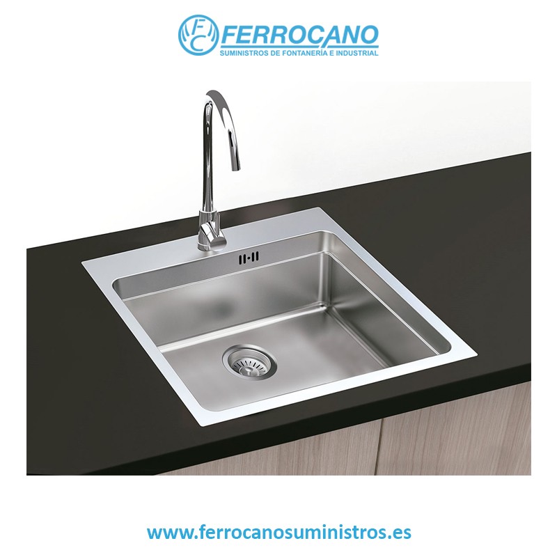 FREGADOR PLASTIMODUL BOSTON SOBRE ENCIMERA 45X50 INOX