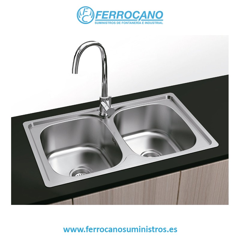 FREGADOR PLASTIMODUL DUBLIN SOBRE ENCIMERA 80X48 2S INOX