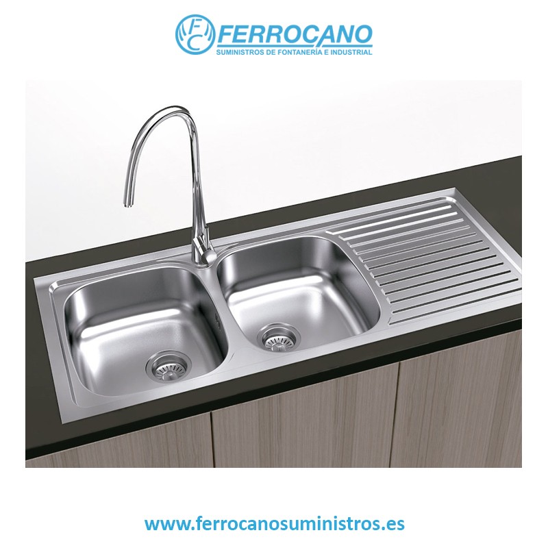 FREGADOR PLATIMODUL PRAGA SOBRE ENCIMERA 2S 1E 120X50 INOX